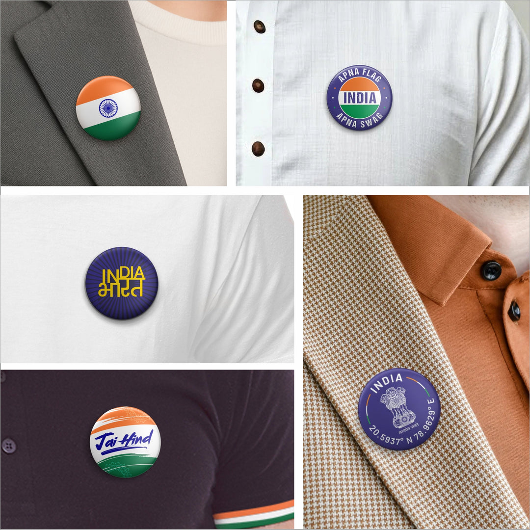 Indian Patriotic Badges | National Pride Pins | Luv My India