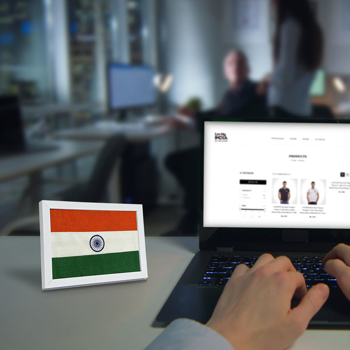 Khadi Tiranga / Tricolour Hanging Frame For Wall Decor | Luv My India